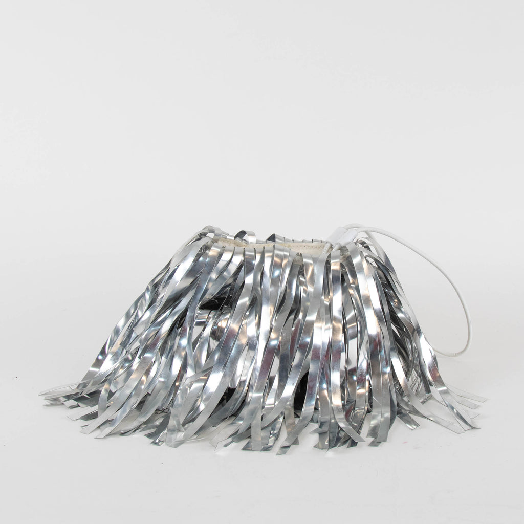Off White Silver PVC Draw String Fringe Bag – Phoenix Style