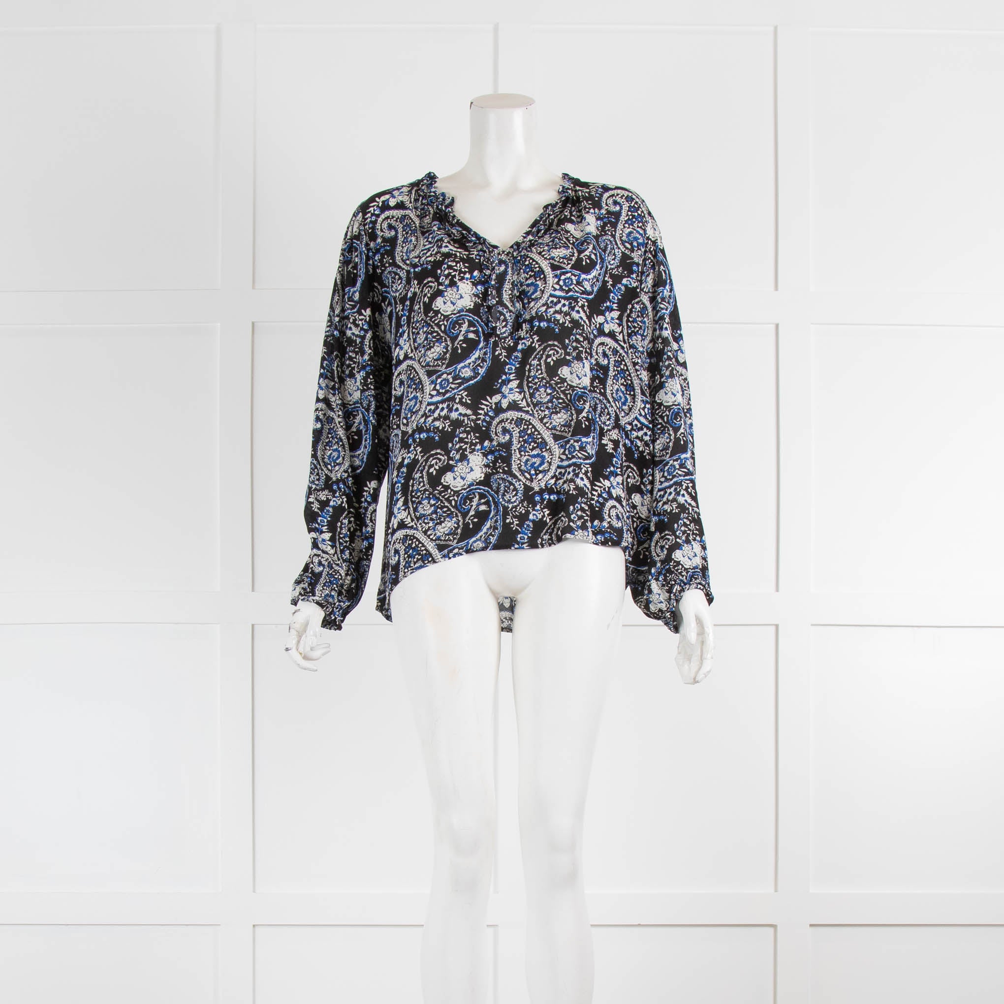 Moliin Blue Black Paisley Print Blouse – Phoenix Style