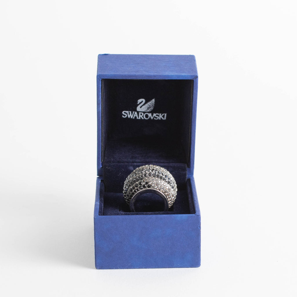 Swarovski Silver Charcoal Crystal Appolon Ring – Phoenix Style