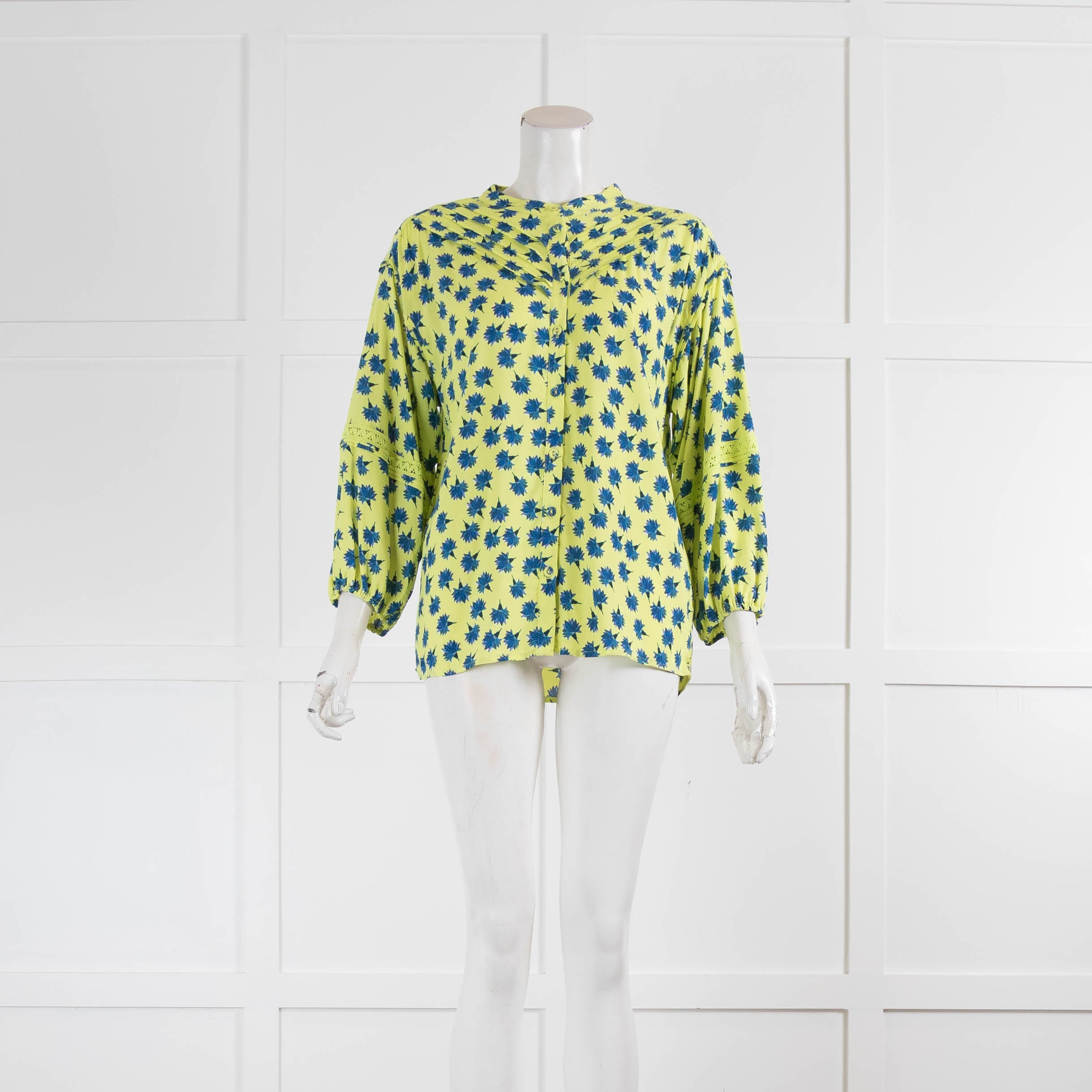 Pom Amsterdam Citrus Green and Mauve Collarless Blouse – Phoenix Style