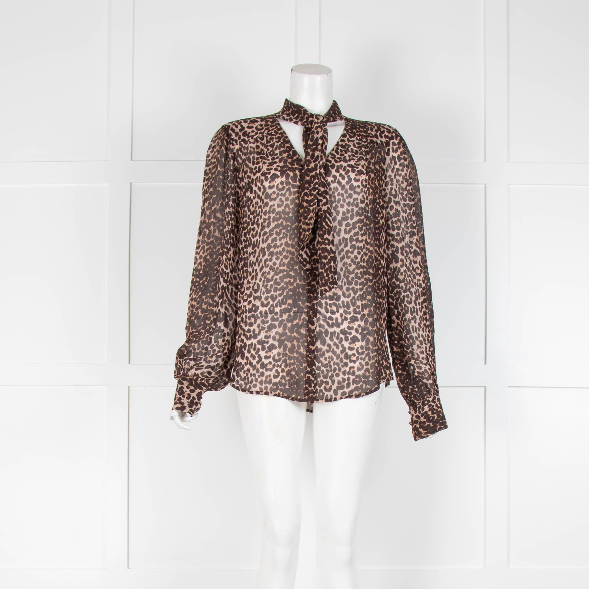 Paige Leopard Print Shirt Tie Neck – Phoenix Style