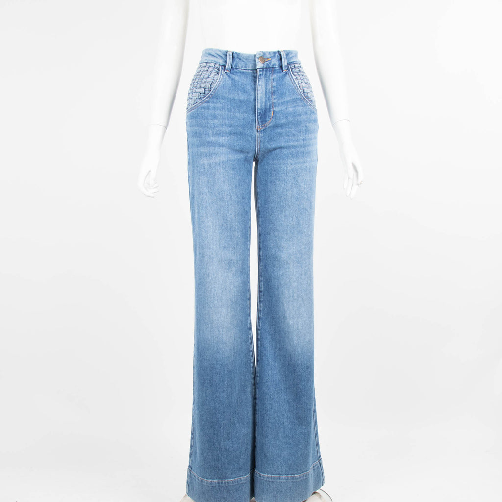 Ida Blue Woven Detailed Pocket Flared Jeans – Phoenix Style
