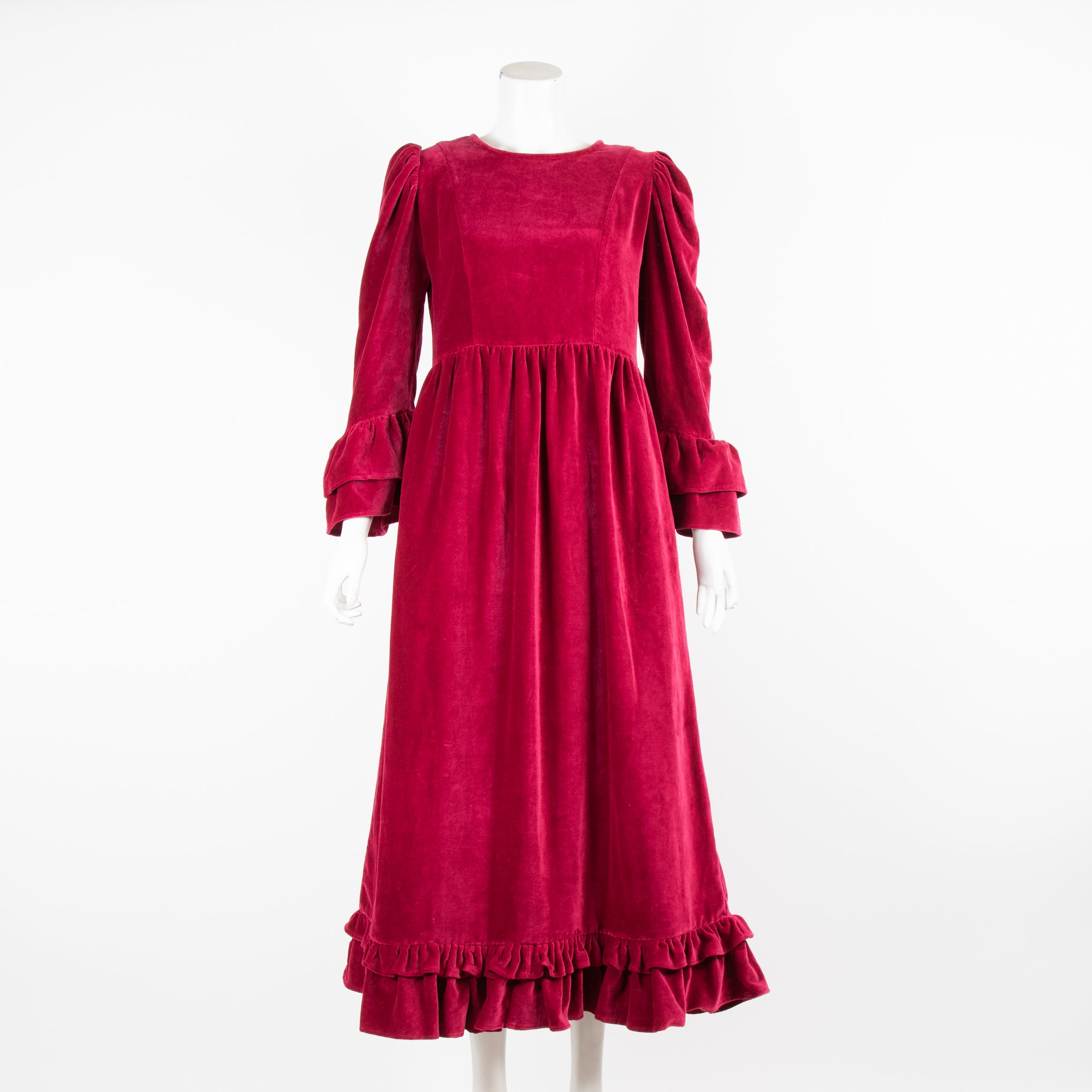 Seraphina Red Velvet Dress with Frills – Phoenix Style