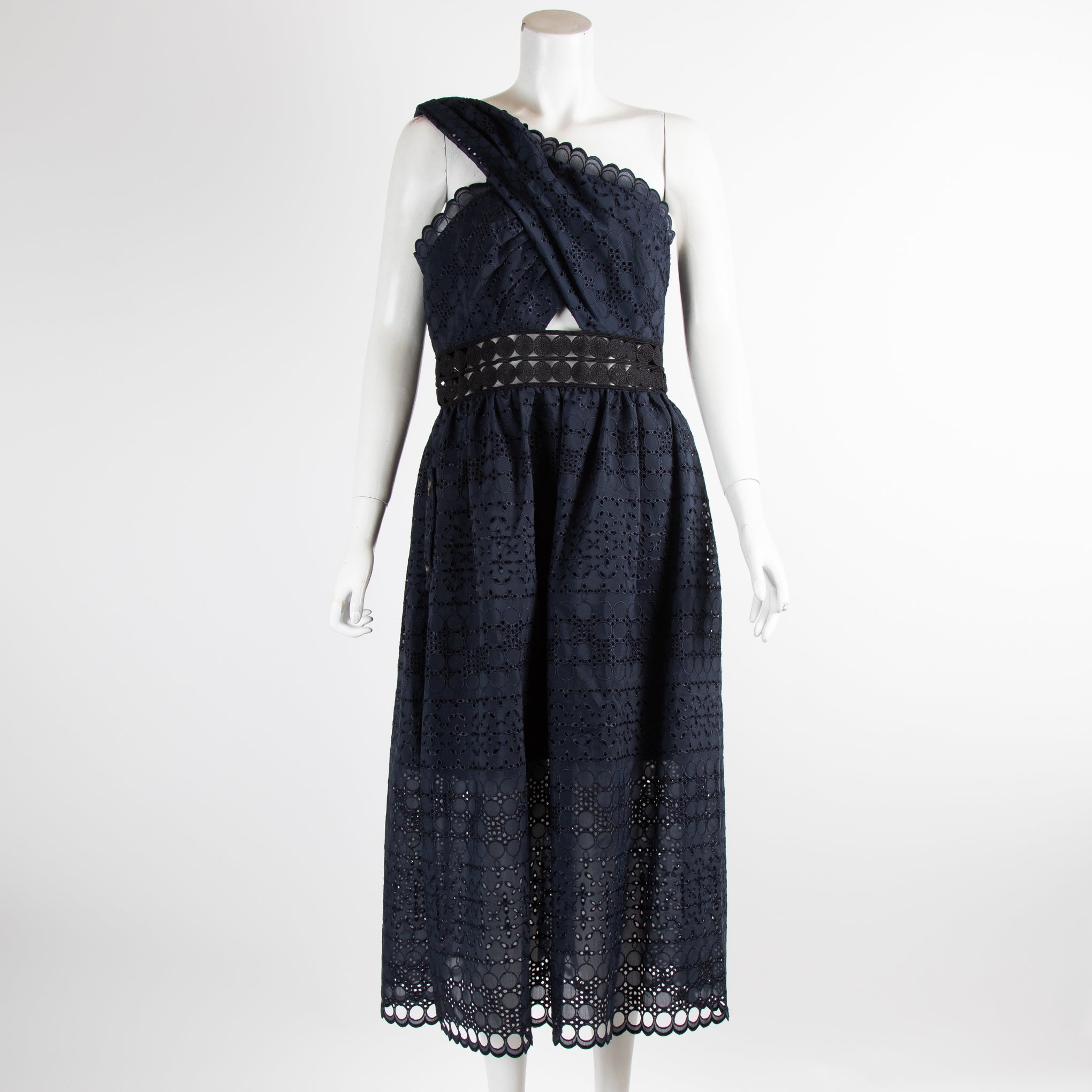 Self Portrait Navy Lace One Shoulder Dress – Phoenix Style