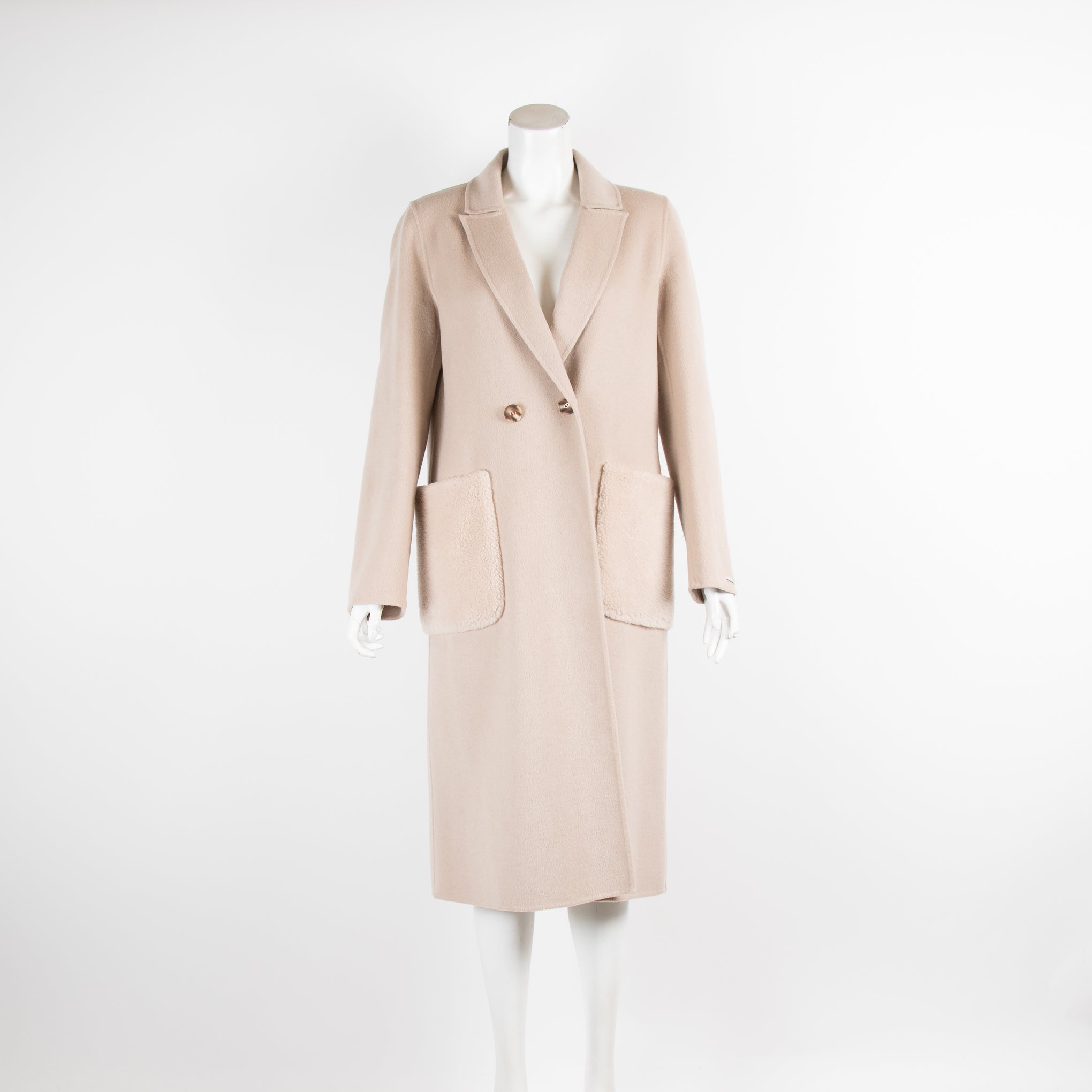 Marella Beige Wool Coat With Borg Pockets – Phoenix Style