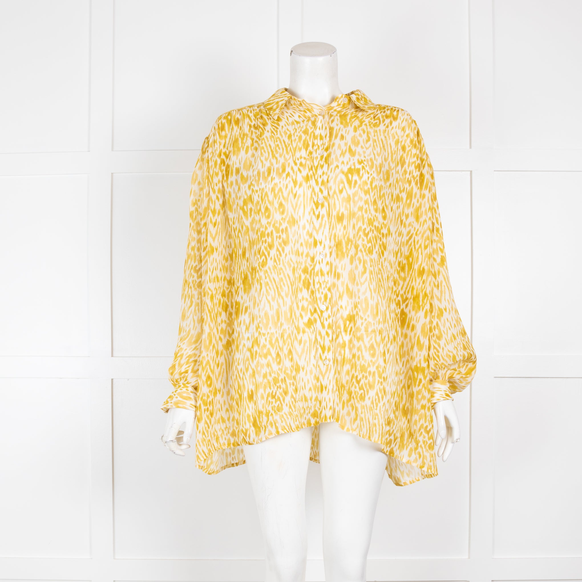 Anine Bing Yellow Animal Print Silk Blouse – Phoenix Style