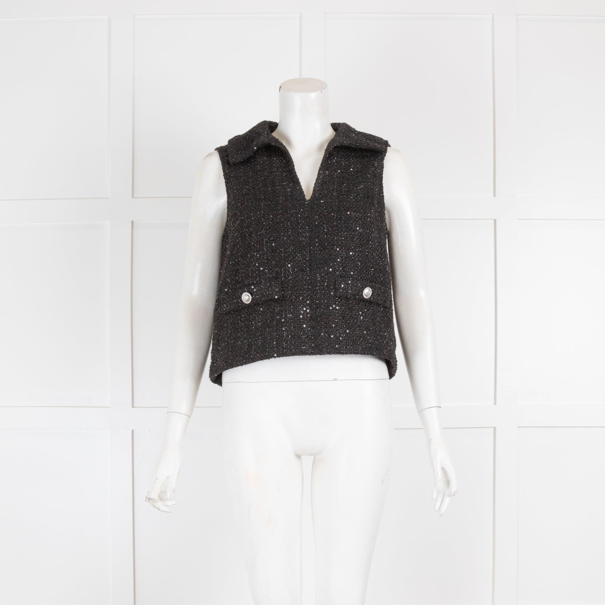 Maje Black Sparkle Boucle Vest Top – Phoenix Style